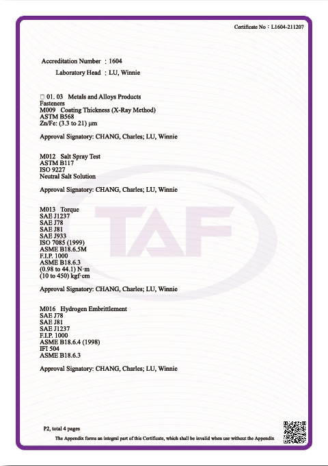 ITAC LABORATORY CO., LTD. / 鼎誠扣件科技股份有限公司