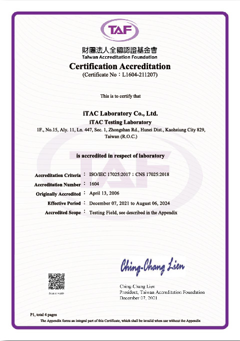 ITAC LABORATORY CO., LTD. / 鼎誠扣件科技股份有限公司